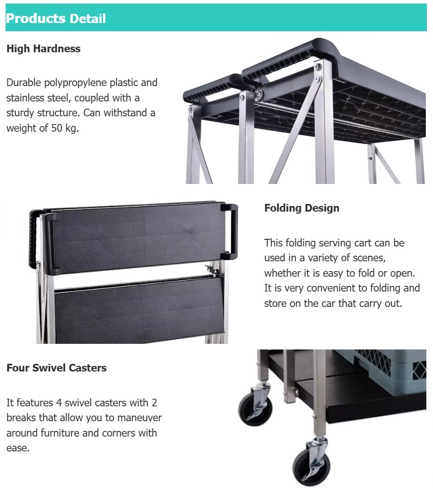 Plastic Collapsible Cater Service Utility Cart - Buy Folding Service ...